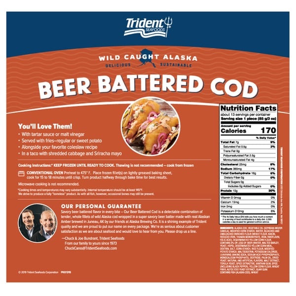 Frozen Trident Seafoods Wild Alaskan Beer Battered Cod - MacroBody